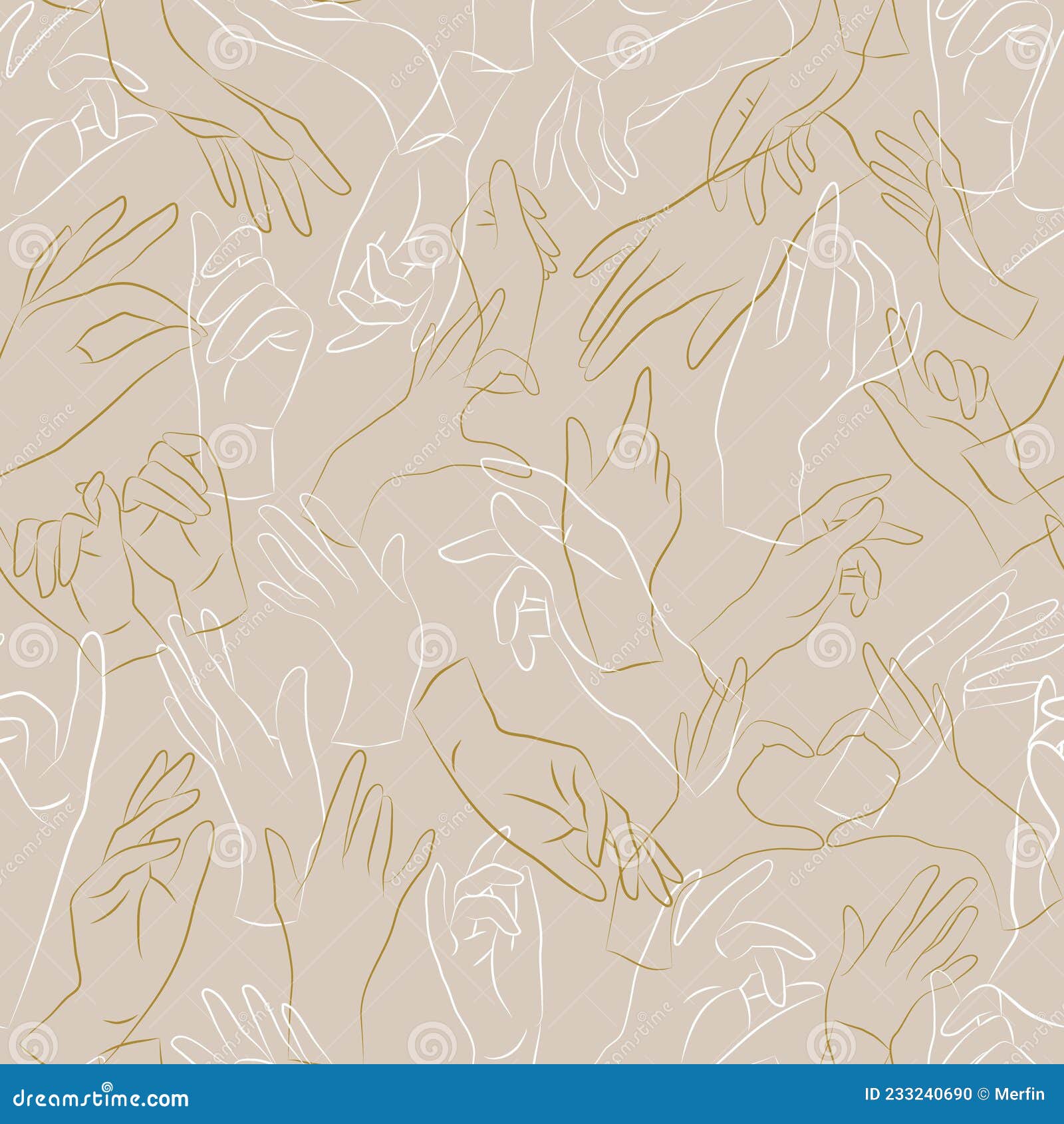 Vector Seamless Pattern. Vector Female Beauty Hands Silhouette ...