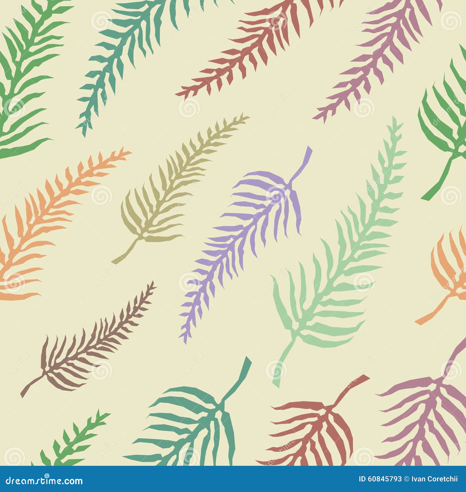 Vector Seamless Pattern with Fern Leaves Stock Vector - Illustration of ...