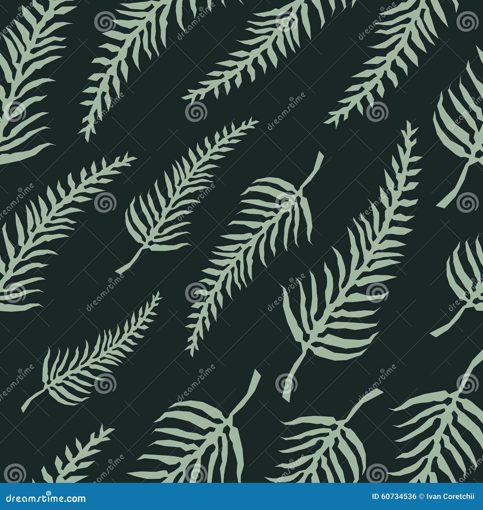 Vector Seamless Pattern with Fern Leaves Stock Vector - Illustration of ...