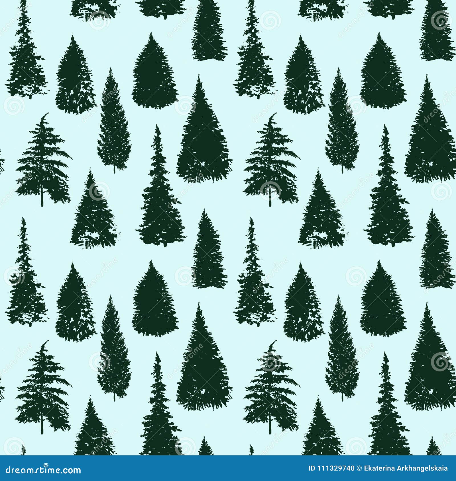 Vector Seamless Pattern with Fir Trees Stock Vector - Illustration of ...