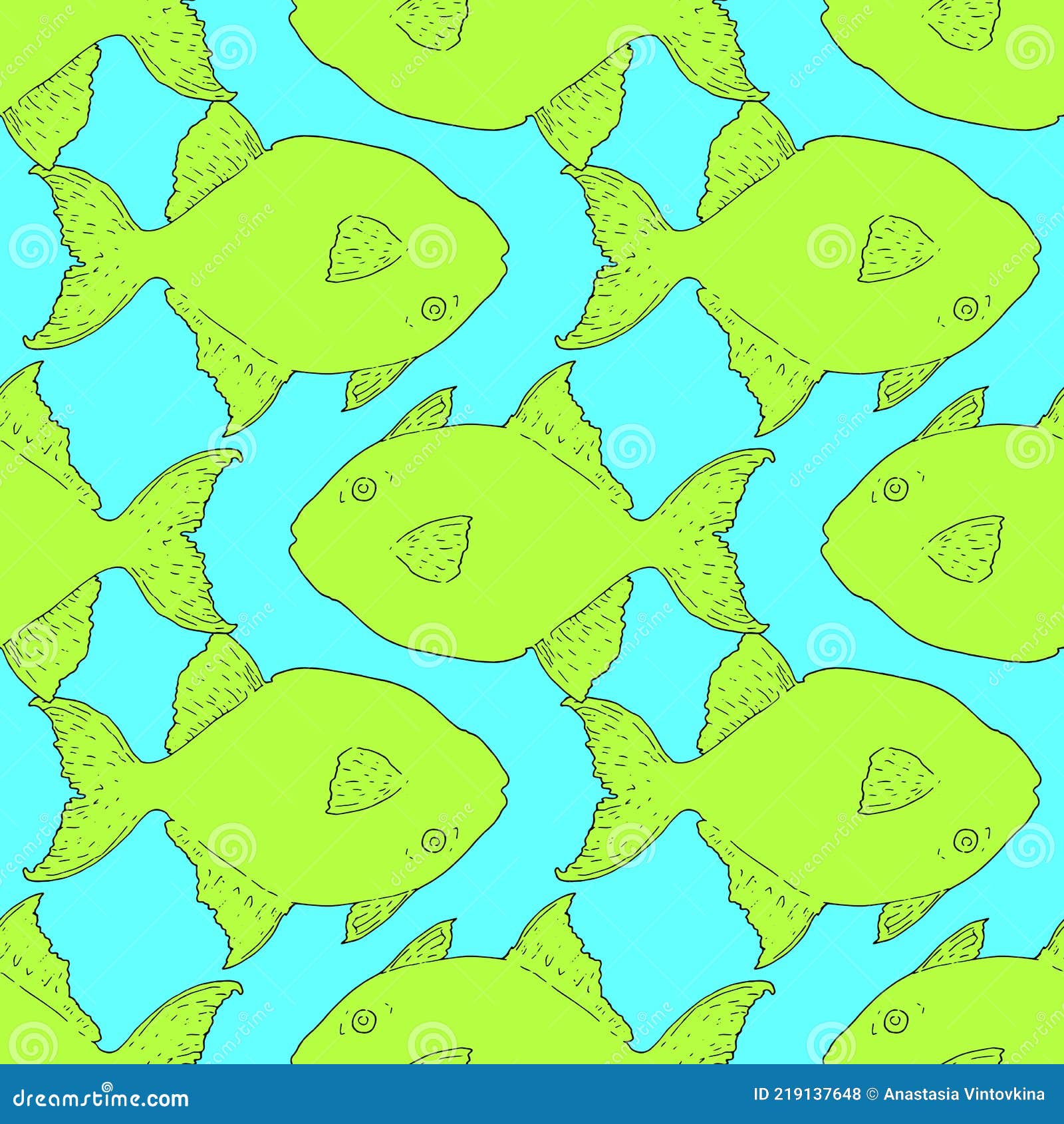 Triggerfish Fish Clown, Flat Cartoon Realistic Drawing, Hand Drawn Sea ...