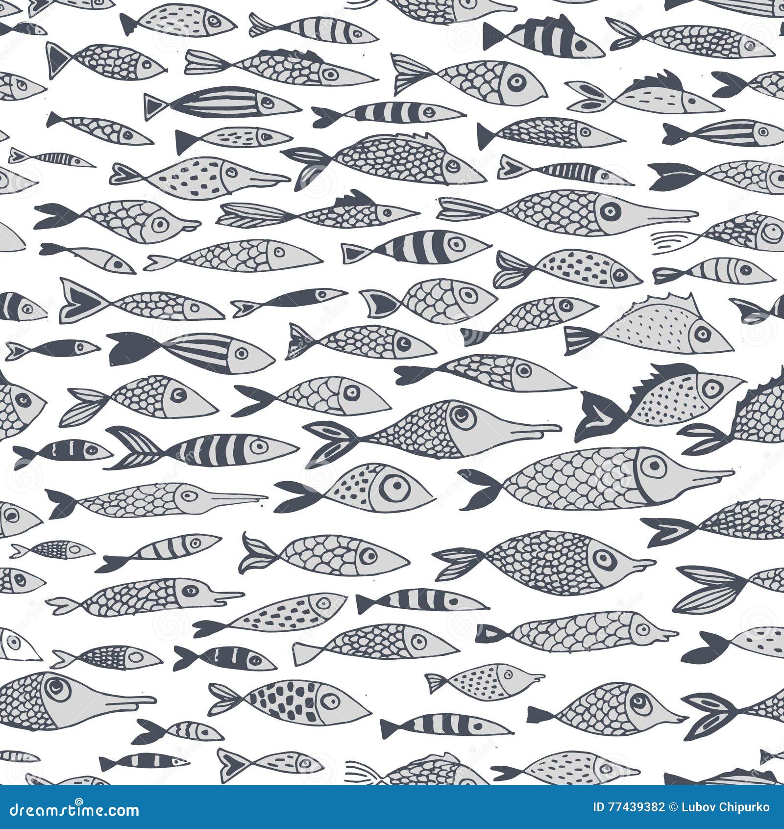 Vector Seamless Pattern with Fishes. Stock Vector - Illustration of ...