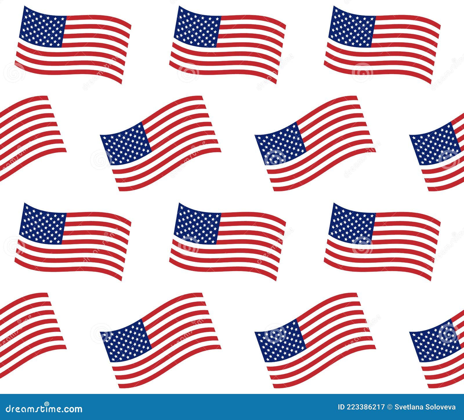 Vector Seamless Pattern of Flat American USA Flag Stock Illustration ...