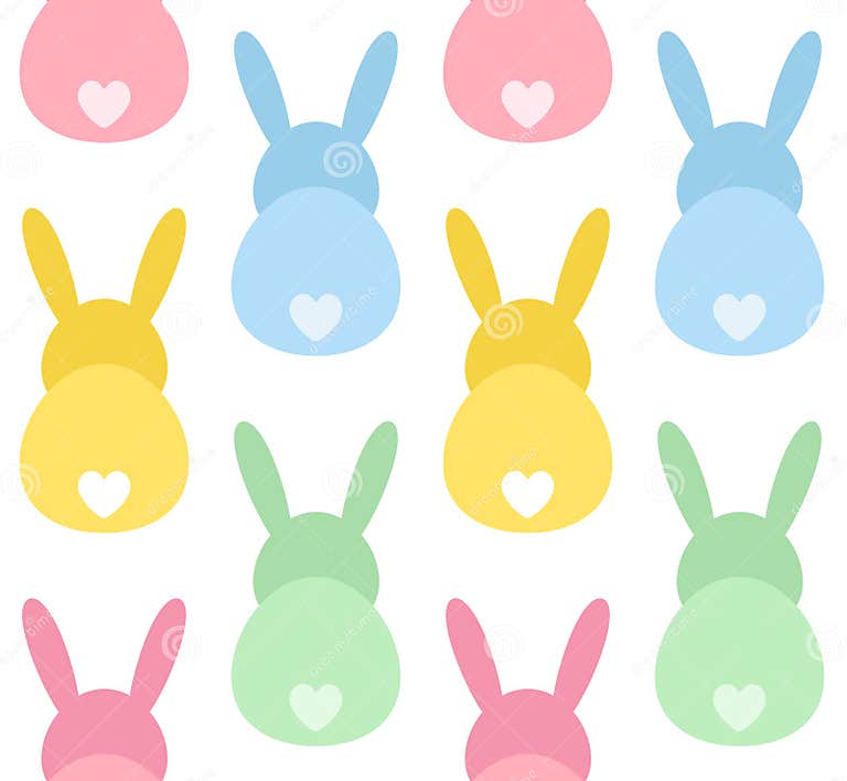 Vector Seamless Pattern of Flat Bunny Rabbit Back Stock Vector ...