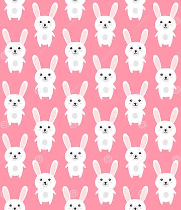 Vector Seamless Pattern of Flat Bunny Rabbit Stock Vector ...