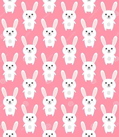 Vector Seamless Pattern of Flat Bunny Rabbit Stock Vector ...