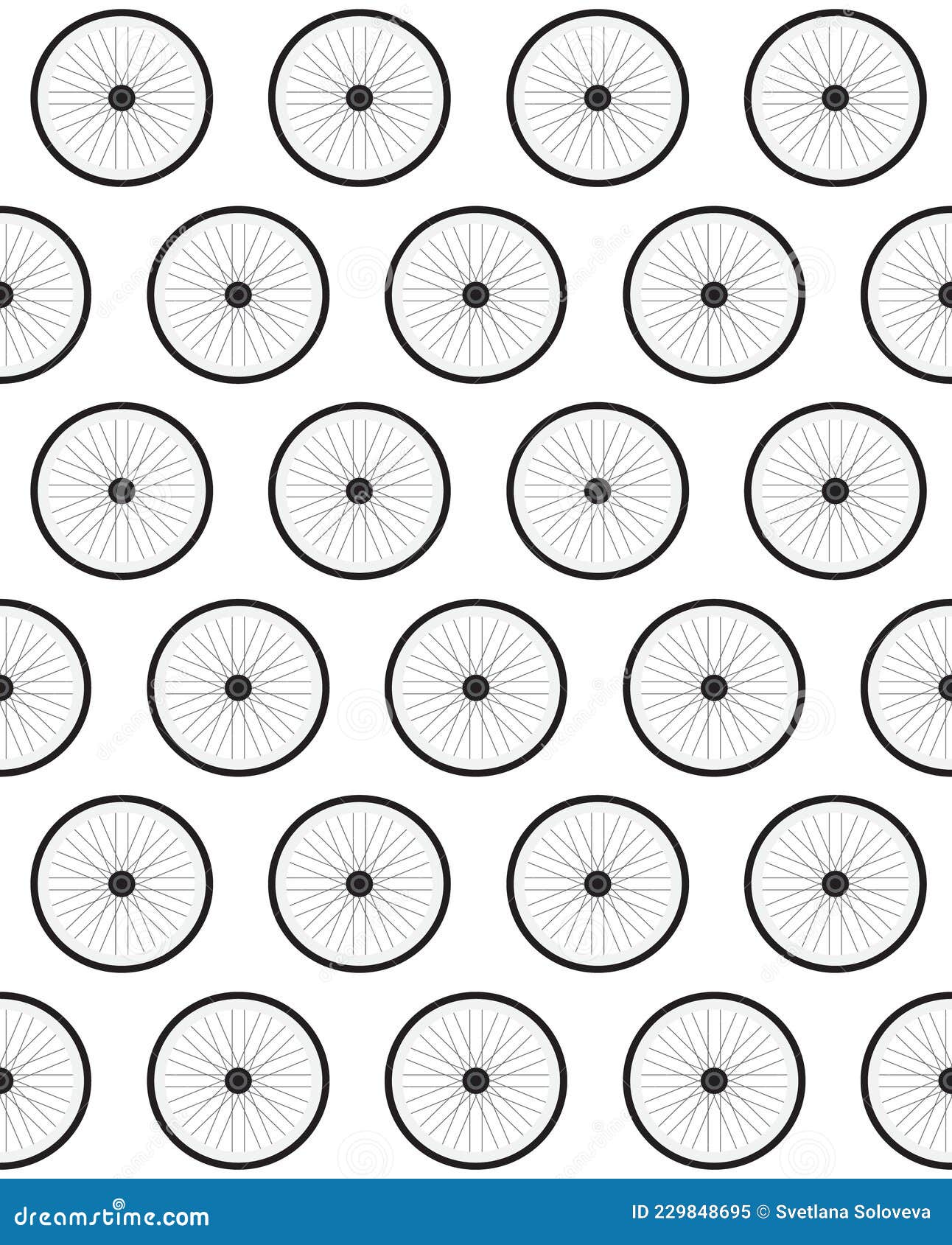 Vector Seamless Pattern of Flat Bicycle Wheel Stock Illustration ...
