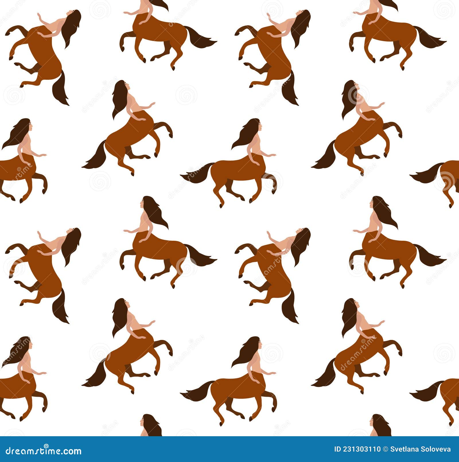 Vector Seamless Pattern of Flat Cartoon Centaur Stock Illustration ...