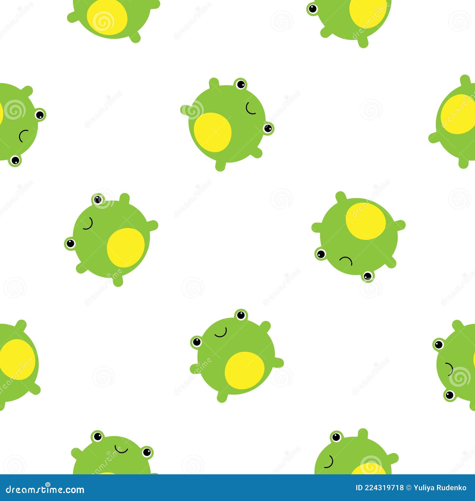 Vector Seamless Pattern of Flat Cartoon Cute Frog Isolated on White ...
