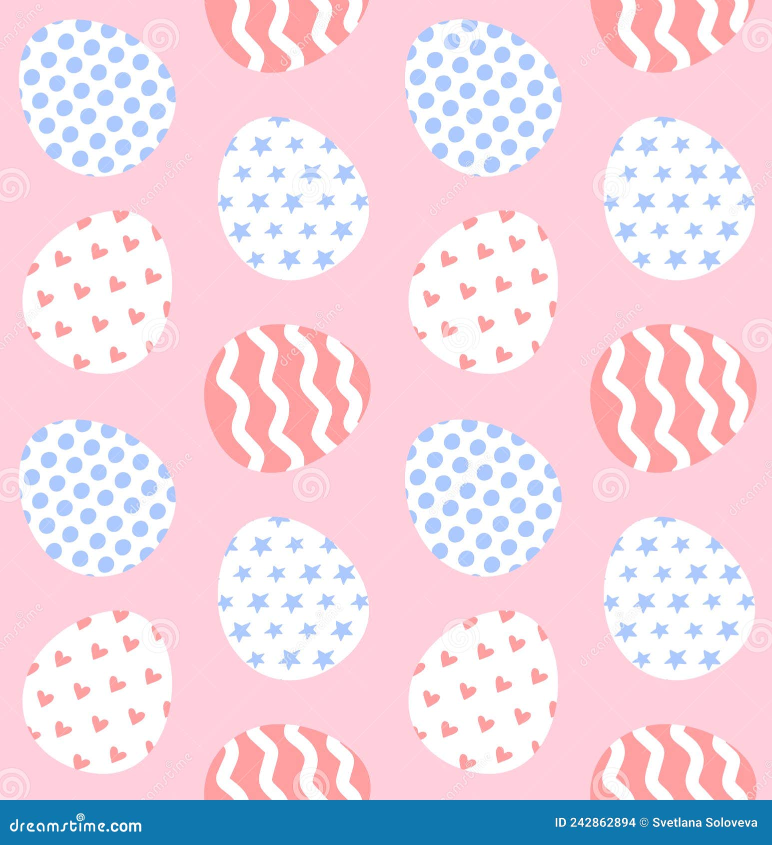 Vector Seamless Pattern of Flat Cartoon Easter Egg Stock Vector ...