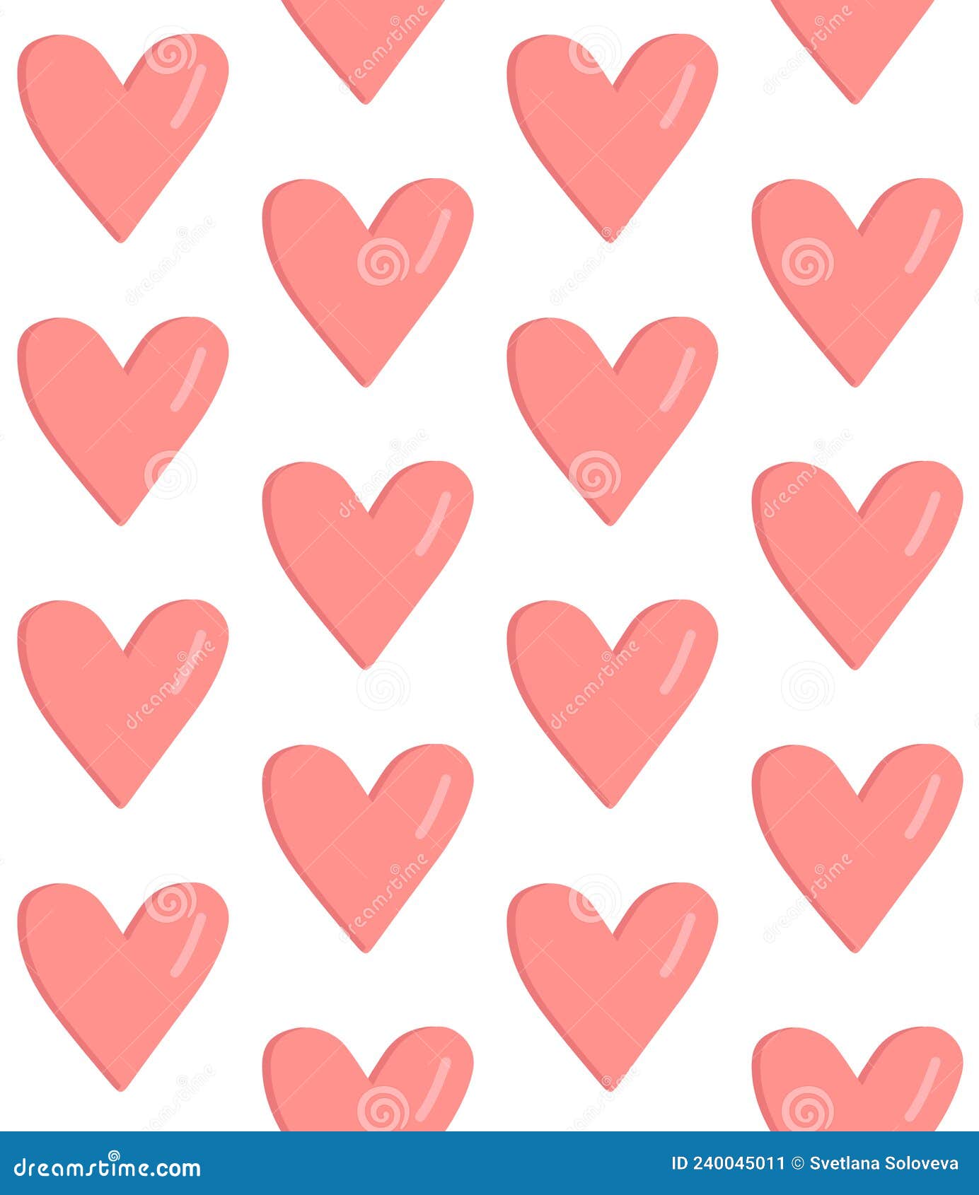 Vector Seamless Pattern of Flat Cartoon Pink Heart Stock Vector ...