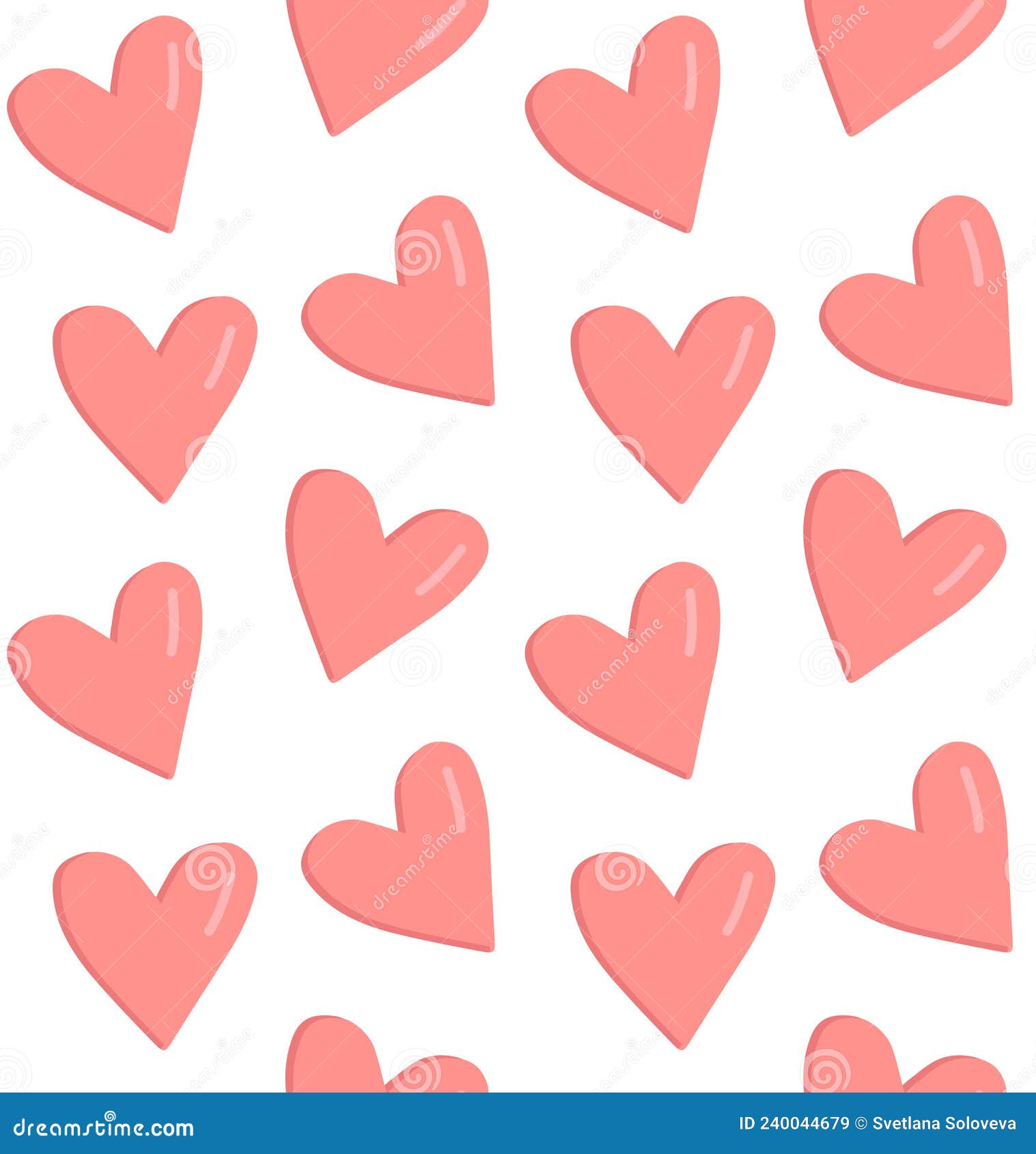 Vector Seamless Pattern of Flat Cartoon Pink Heart Stock Vector ...