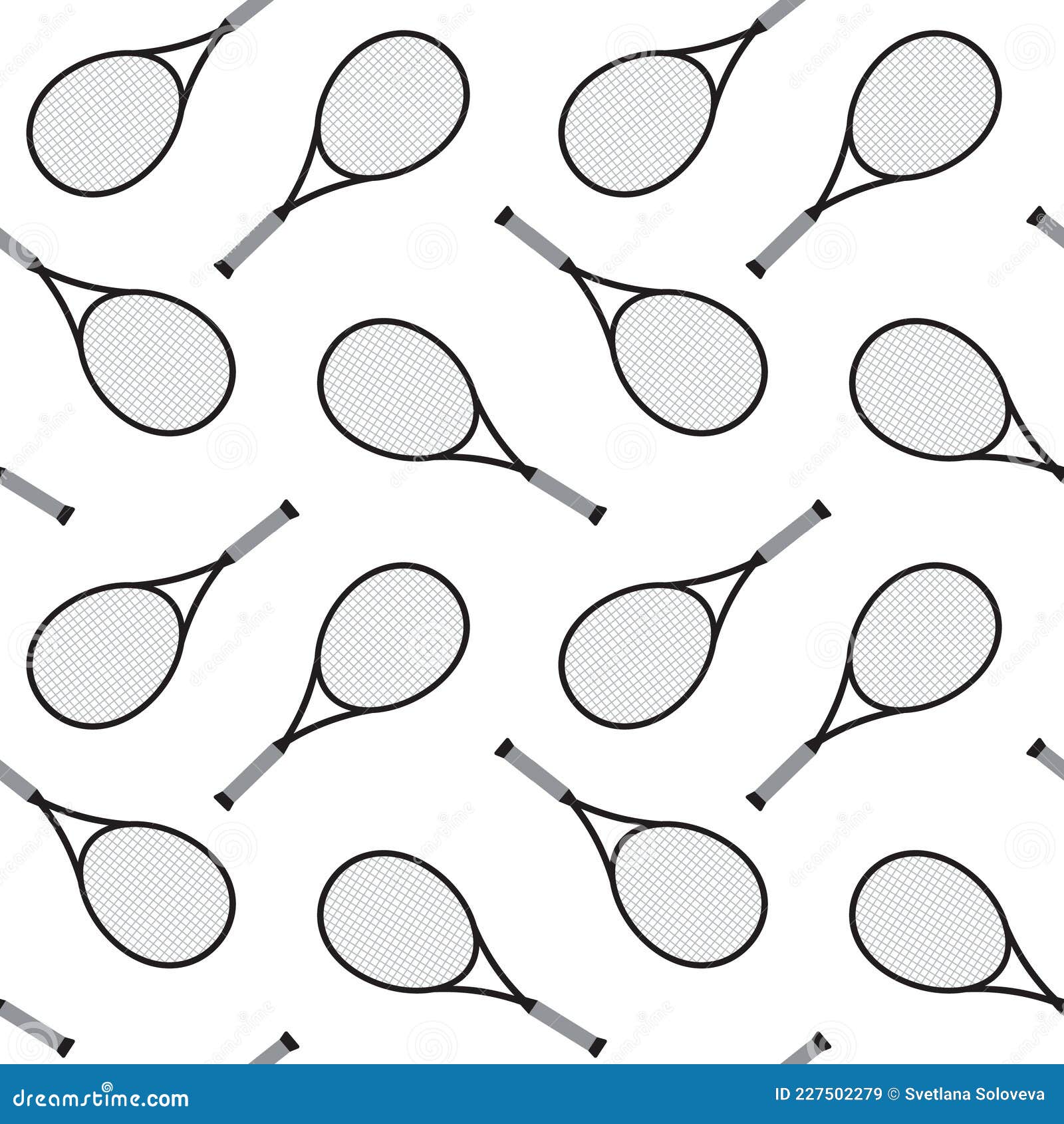 Vector Seamless Pattern of Flat Tennis Racket Stock Illustration ...