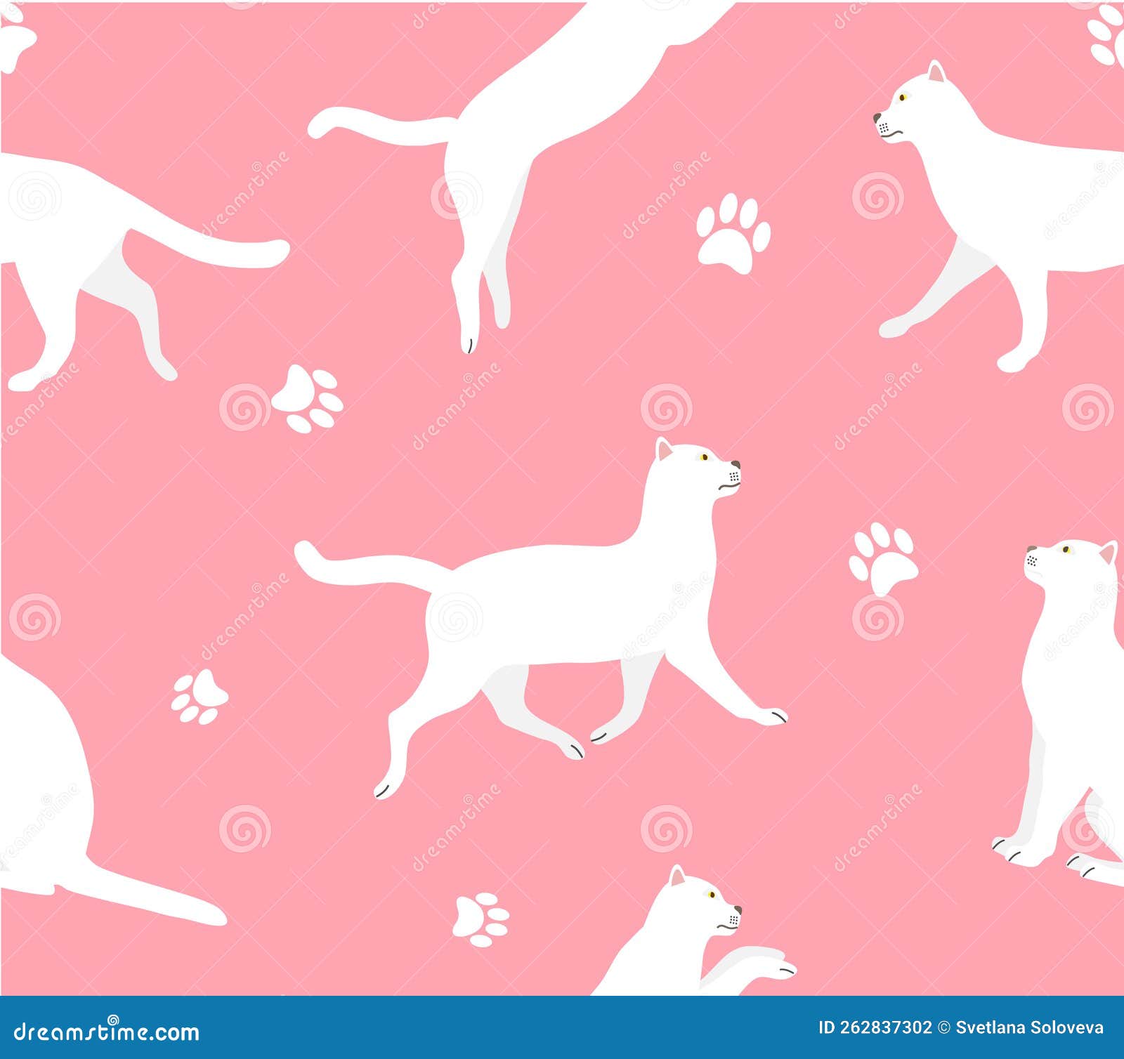 Vector Seamless Pattern of Flat Cats Stock Vector - Illustration of ...