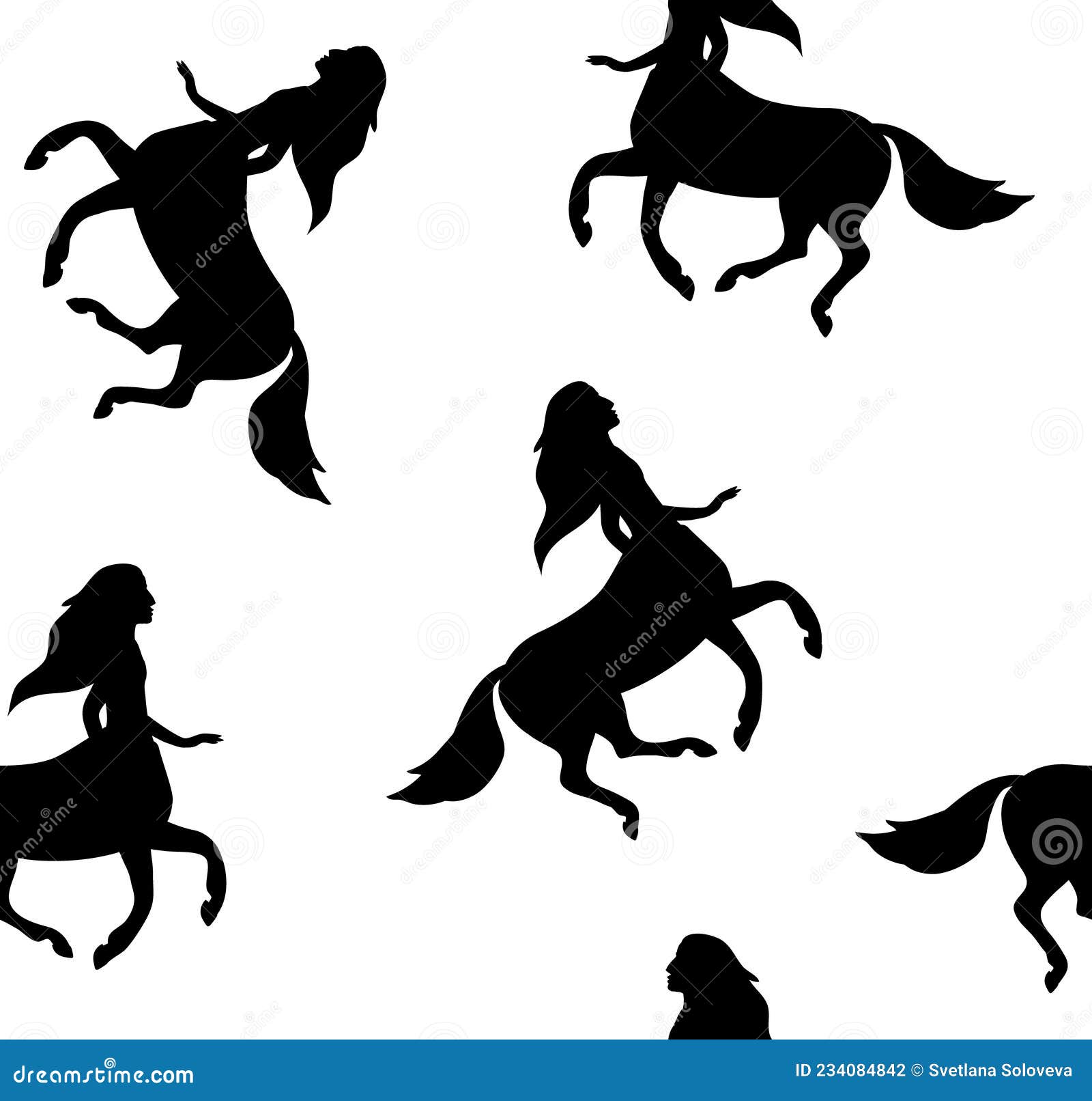Vector Seamless Pattern of Flat Centaur Silhouette Stock Illustration ...