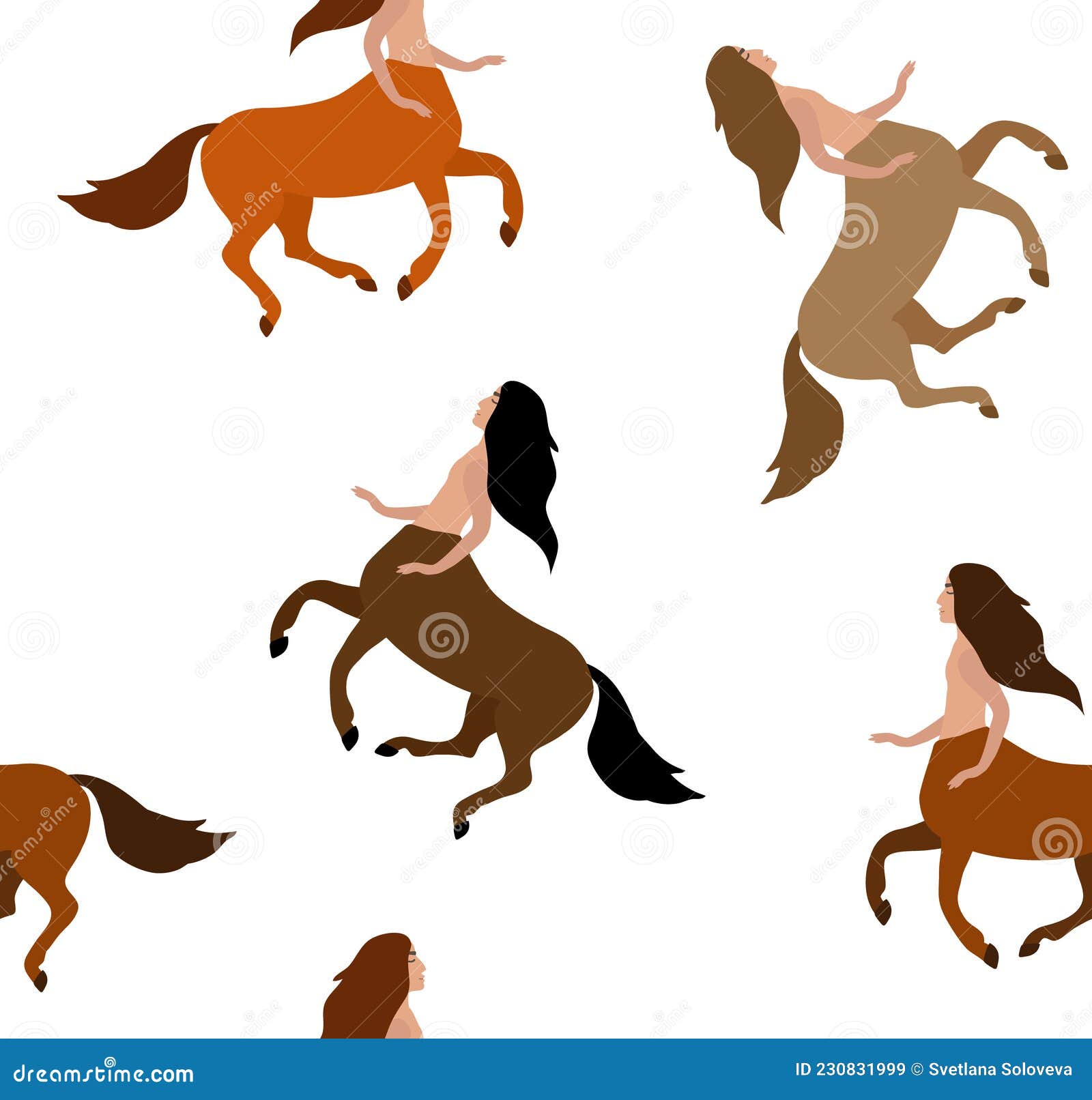 Vector Seamless Pattern of Flat Colored Centaur Stock Vector ...
