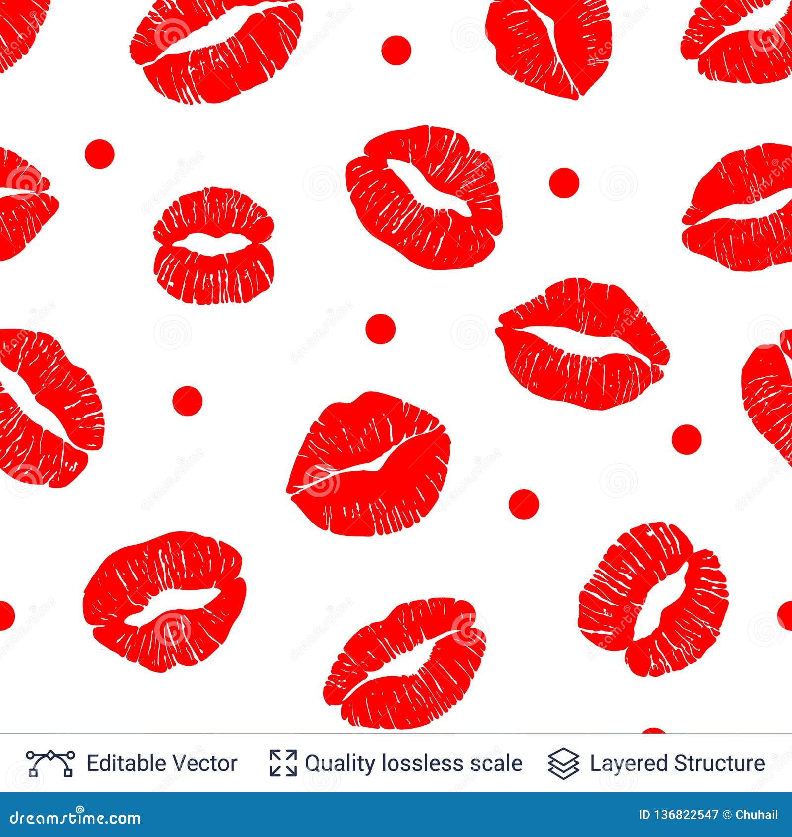 Red Lips Print Isolated on White Background. Stock Vector ...
