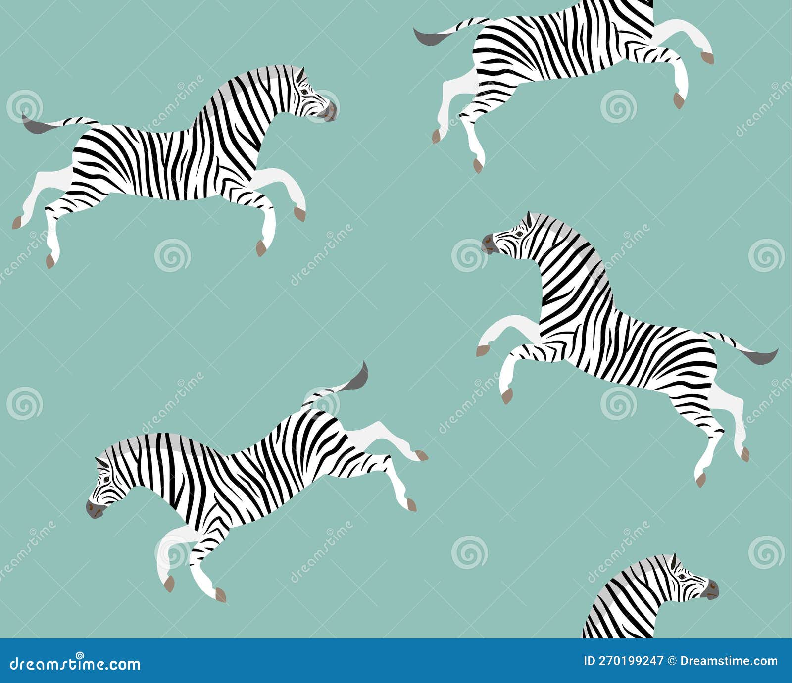 Vector Seamless Pattern of Flat Jumping Zebra Stock Vector ...