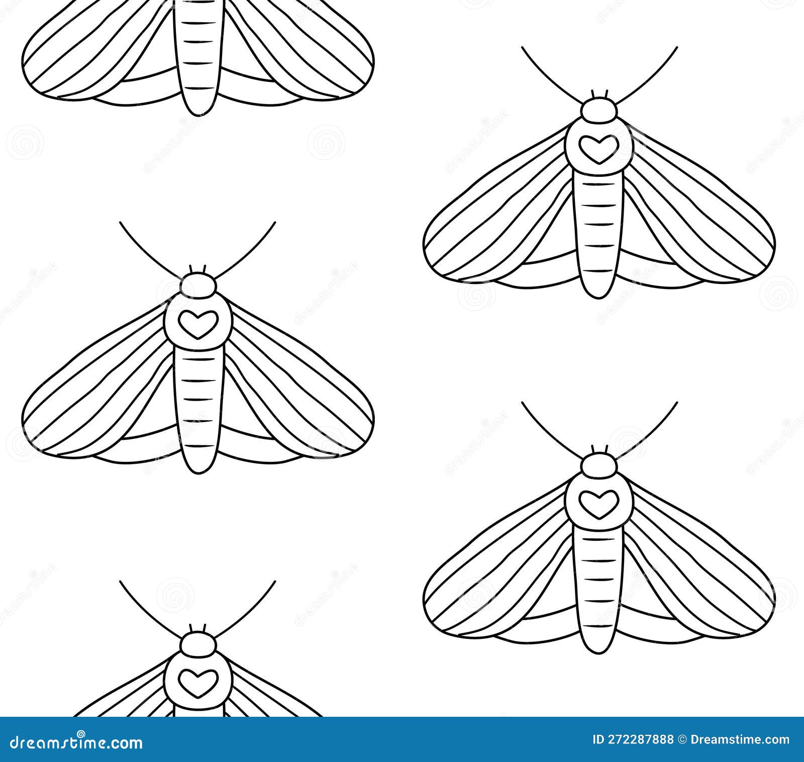 Vector Seamless Pattern of Flat Outline Moth Stock Vector ...