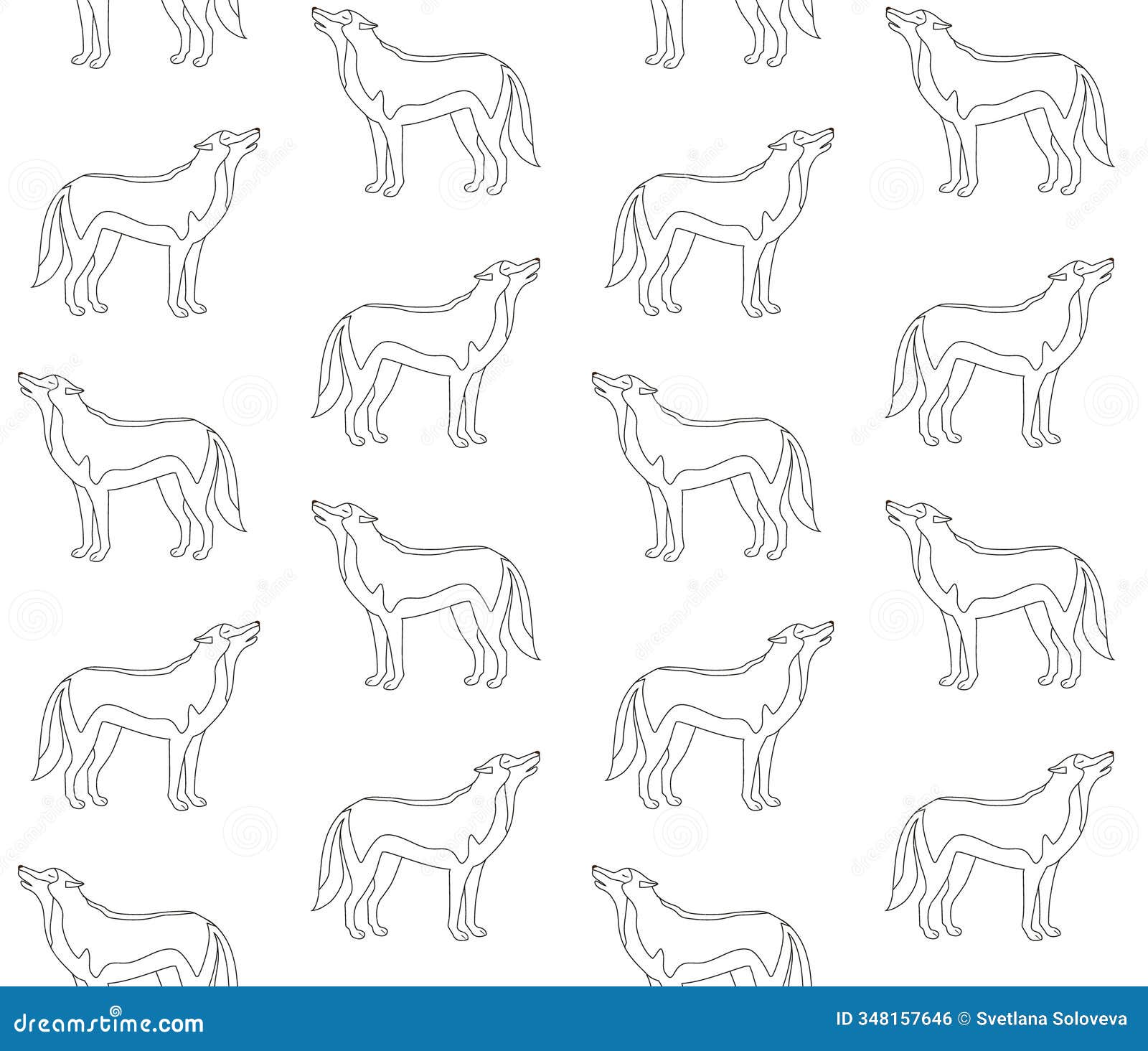 Vector Seamless Pattern of Flat Wolf Stock Illustration - Illustration ...