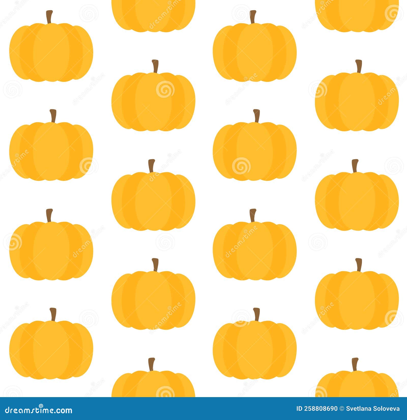 Vector Seamless Pattern of Flat Hand Drawn Pumpkin Stock Vector ...