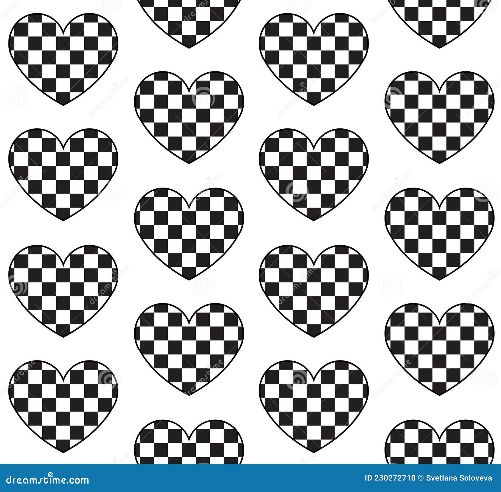 Vector Seamless Pattern of Flat Heart with Chess Stock Vector ...