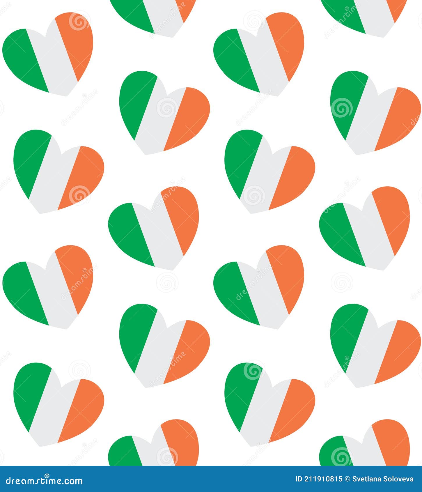 Vector Seamless Pattern of Flat Heart Ireland Flag Stock Illustration ...