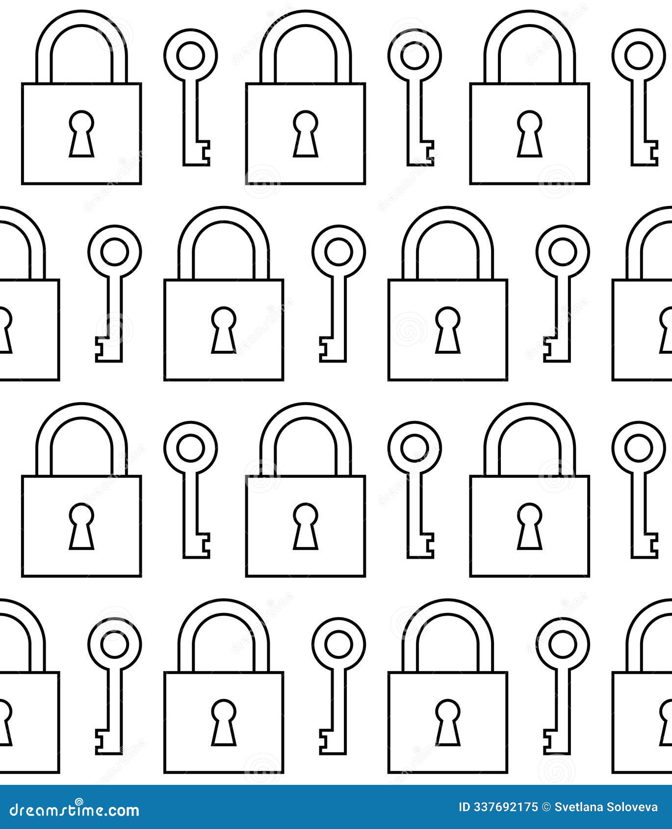 Vector Seamless Pattern of Flat Key and Lock Stock Illustration ...