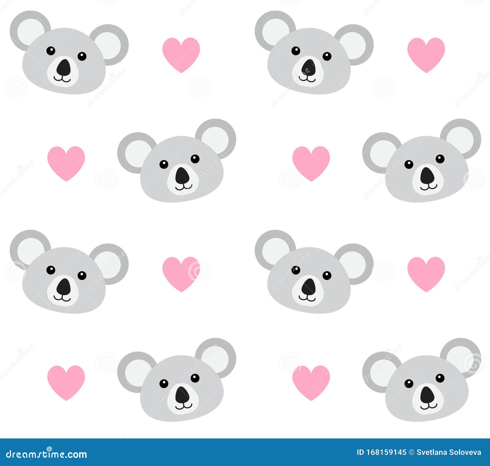 Vector Seamless Pattern of Flat Koala Face Stock Vector - Illustration ...