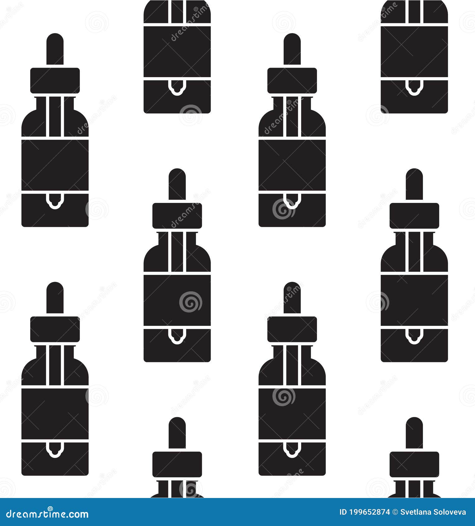 Vector Seamless Pattern of Flat Oil Essence Bottle Stock Illustration ...