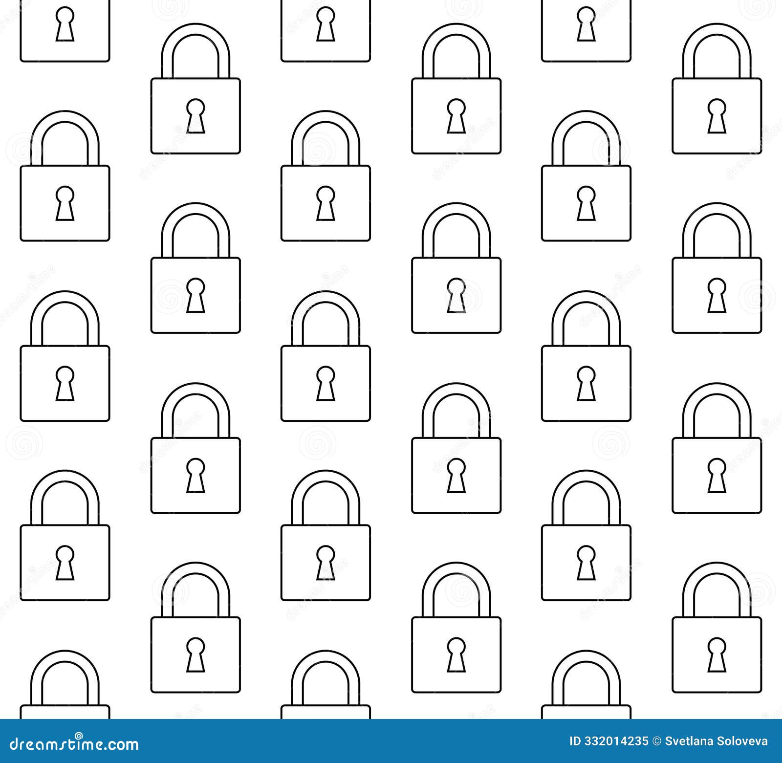 Vector Seamless Pattern of Flat Outline Lock Stock Illustration ...