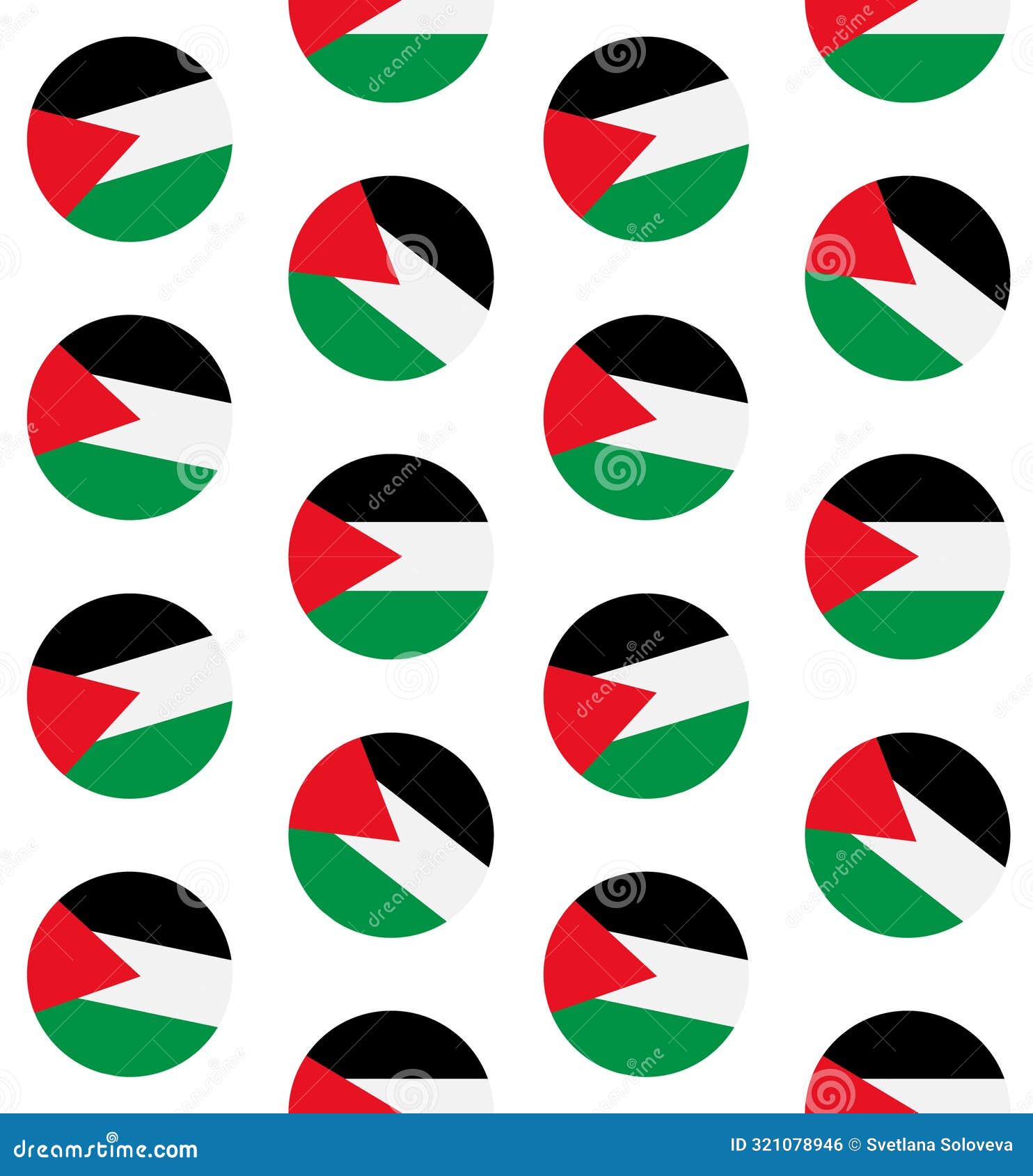 Vector Seamless Pattern of Palestine Round Flag Stock Illustration ...
