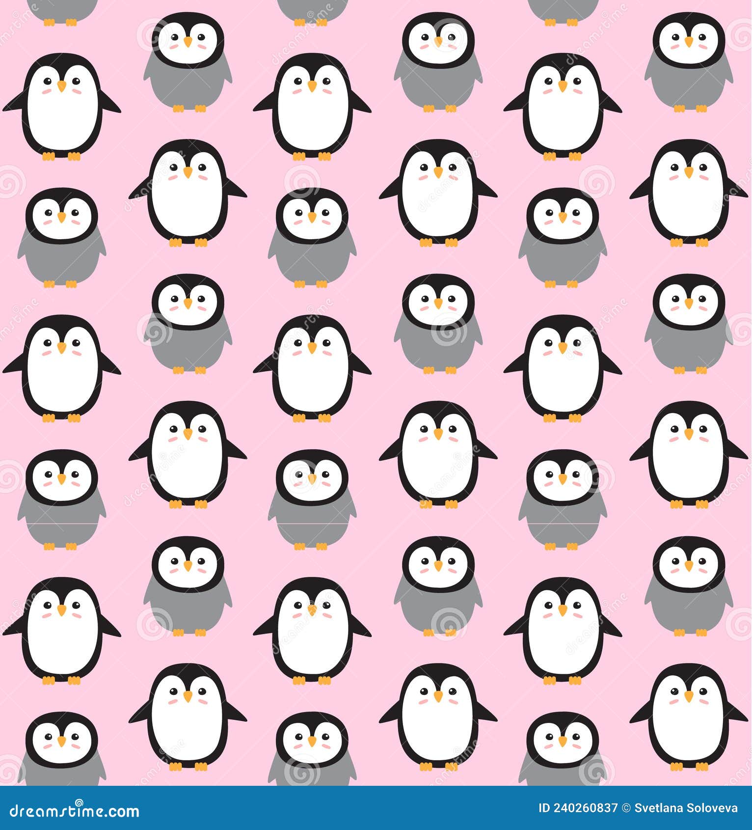Vector Seamless Pattern of Flat Penguin Stock Vector - Illustration of ...