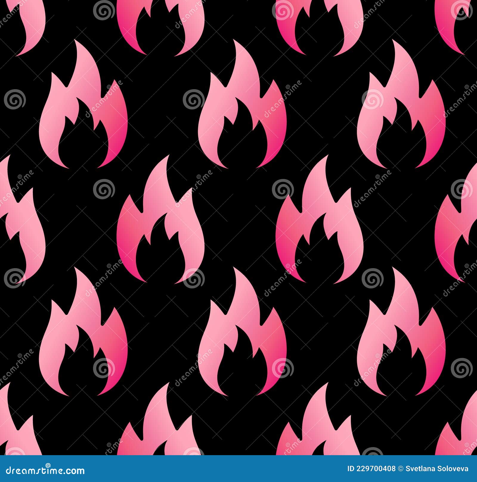 Vector Seamless Pattern of Flat Pink Fire Flame Stock Illustration ...