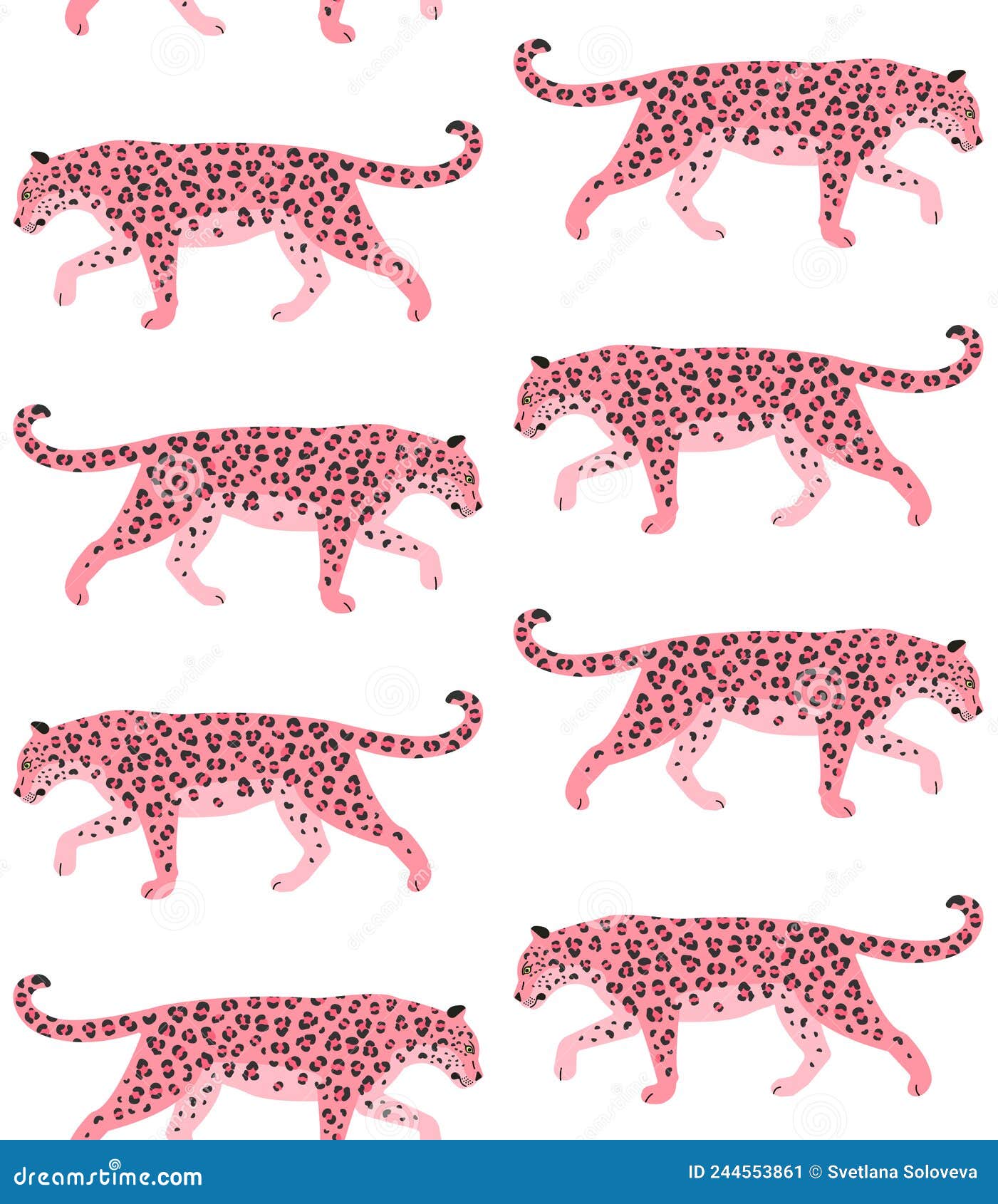Vector Seamless Pattern of Flat Pink Leopard Stock Vector ...