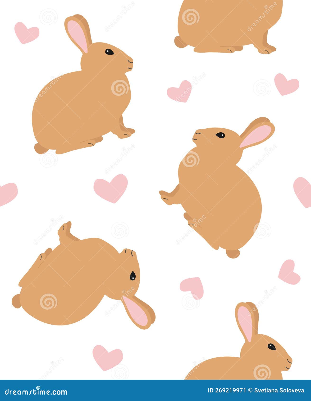 Vector Seamless Pattern of Flat Rabbit Bunny Stock Vector ...