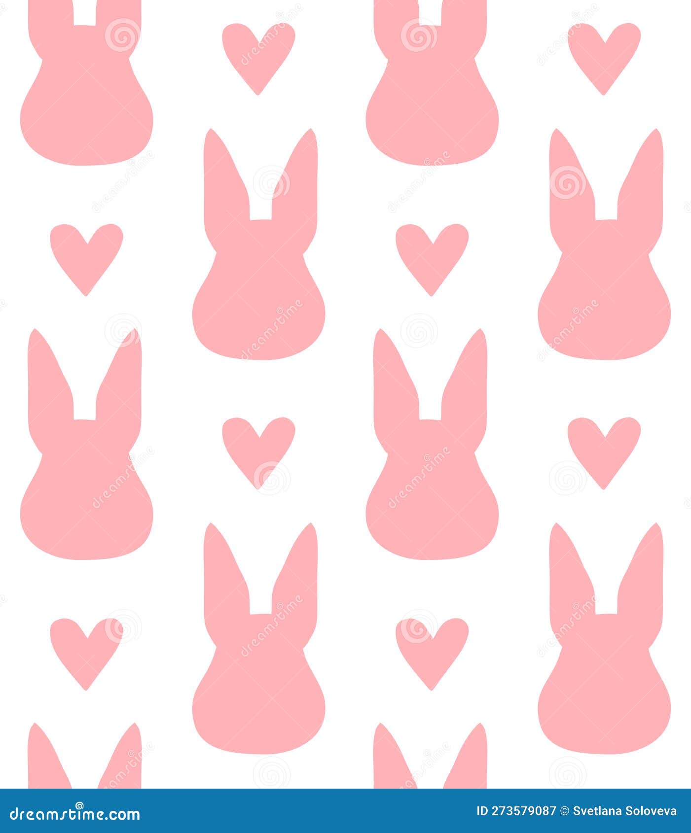 Vector Seamless Pattern of Flat Rabbit and Hearts Stock Vector ...
