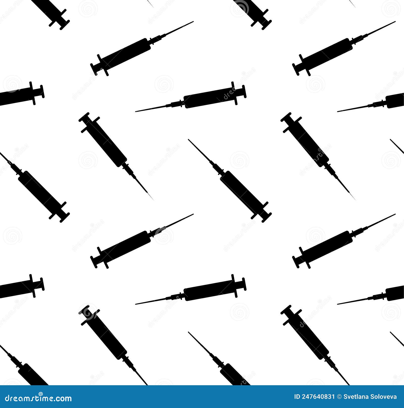 Vector Seamless Pattern of Flat Syringe Silhouette Stock Vector ...