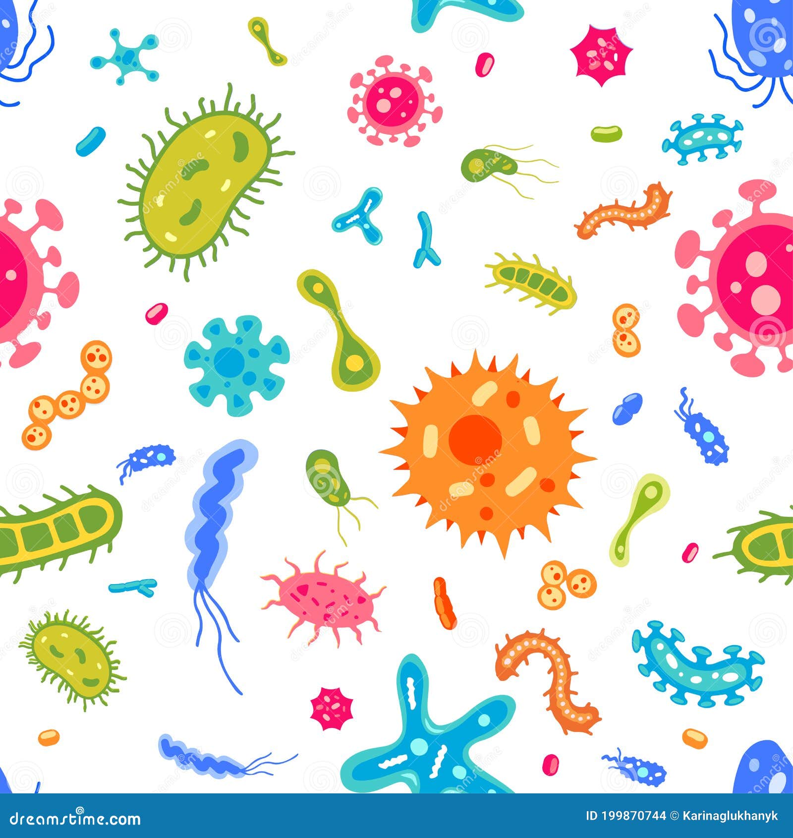 Vector Seamless Pattern: Flat Virus and Microbe Illustrations ...