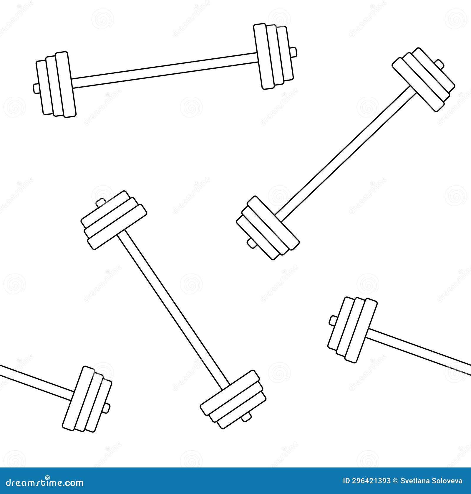 Vector Seamless Pattern of Flat Weight Barbell Stock Illustration ...