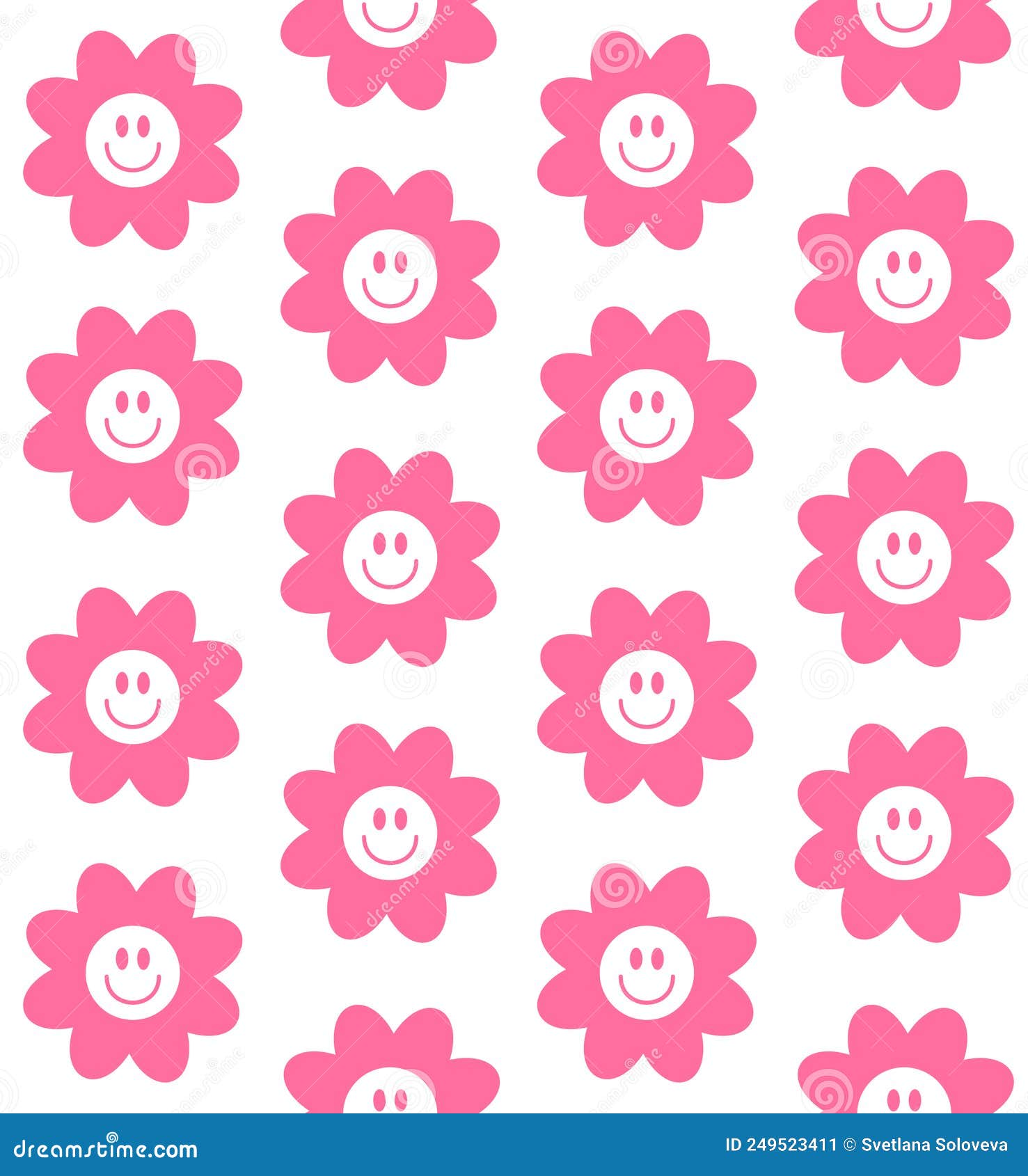 Vector Seamless Pattern of Flower with Face Stock Vector - Illustration ...