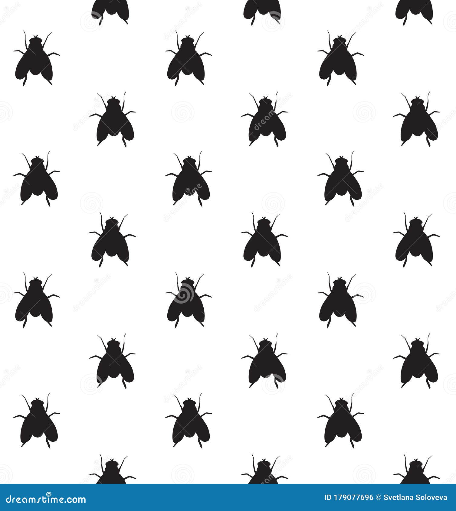 Vector Seamless Pattern of Fly Insect Silhouette Stock Illustration ...