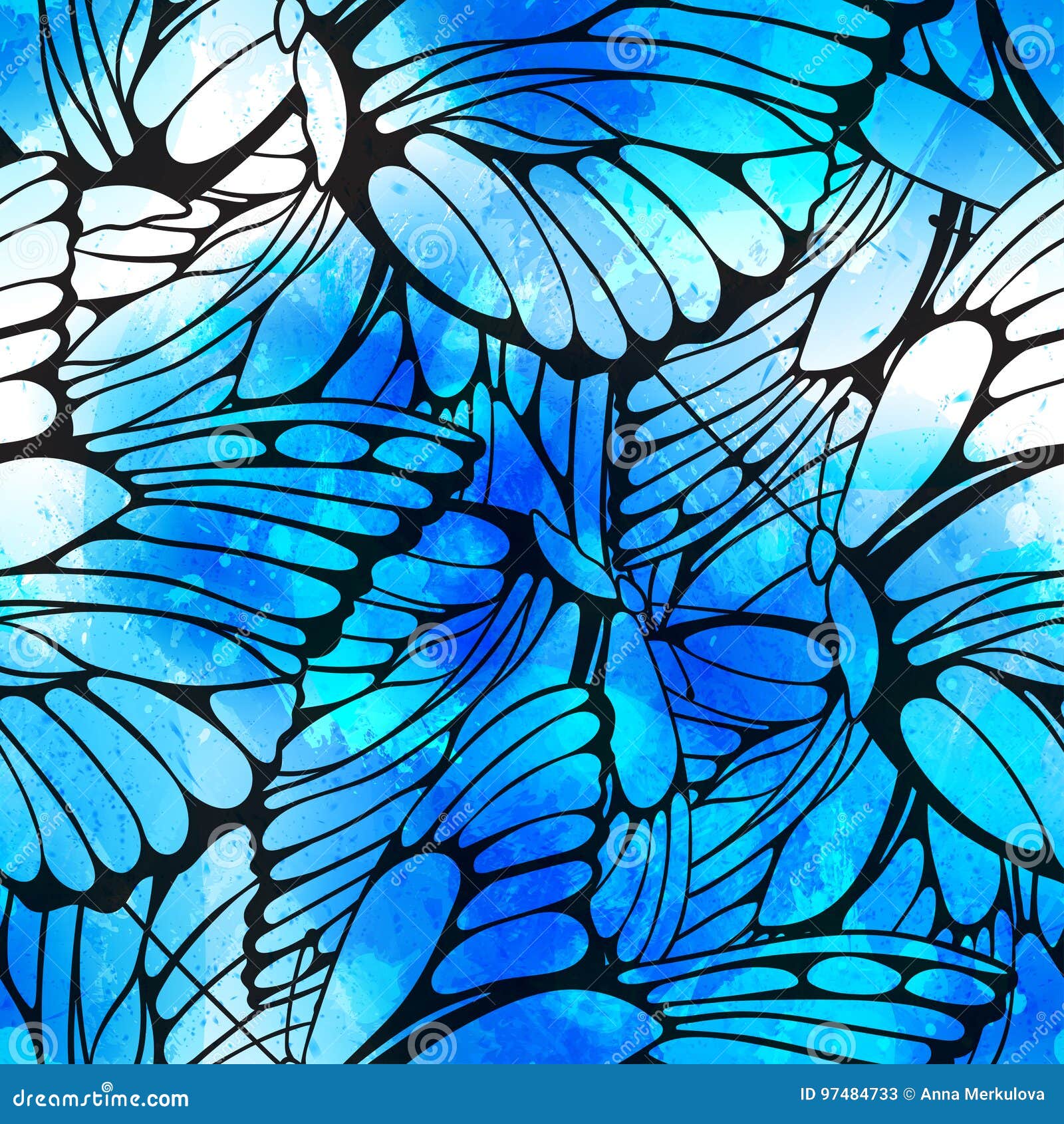 Vector Seamless Pattern Flying Butterflies Stock Vector - Illustration ...