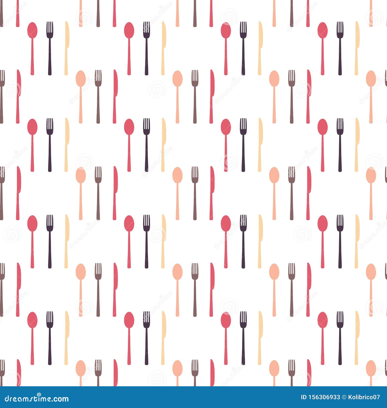 Seamless Pattern of Fork, Spoon and Knife Stock Vector - Illustration ...