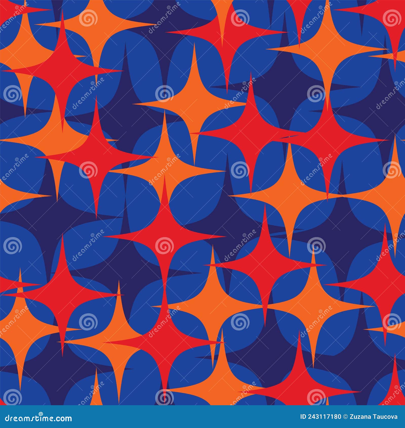 Vector Seamless Pattern with Four Corner Stars on a Blue Background ...