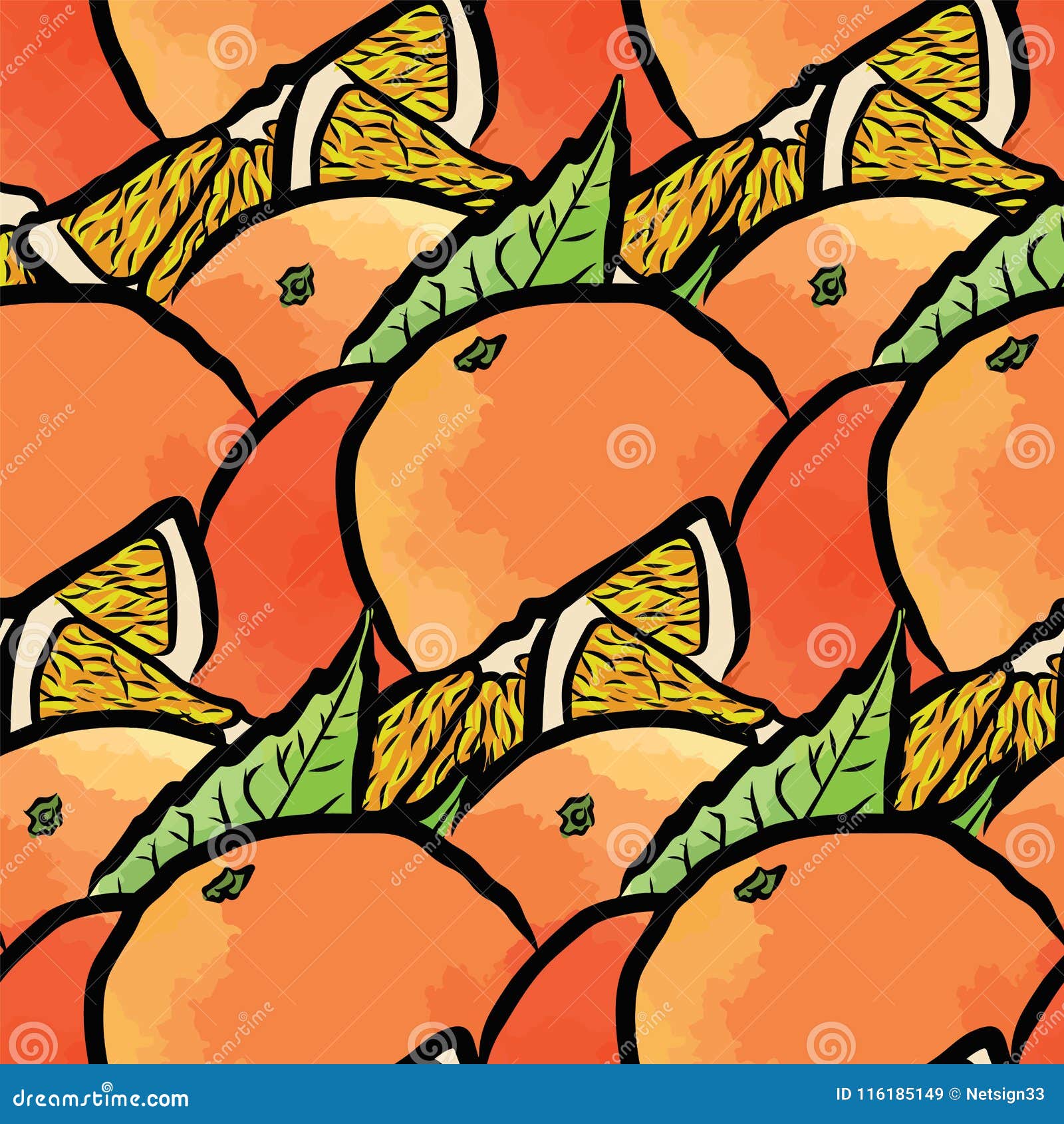 Seamless Pattern of Fresh Oranges Stock Vector - Illustration of design ...