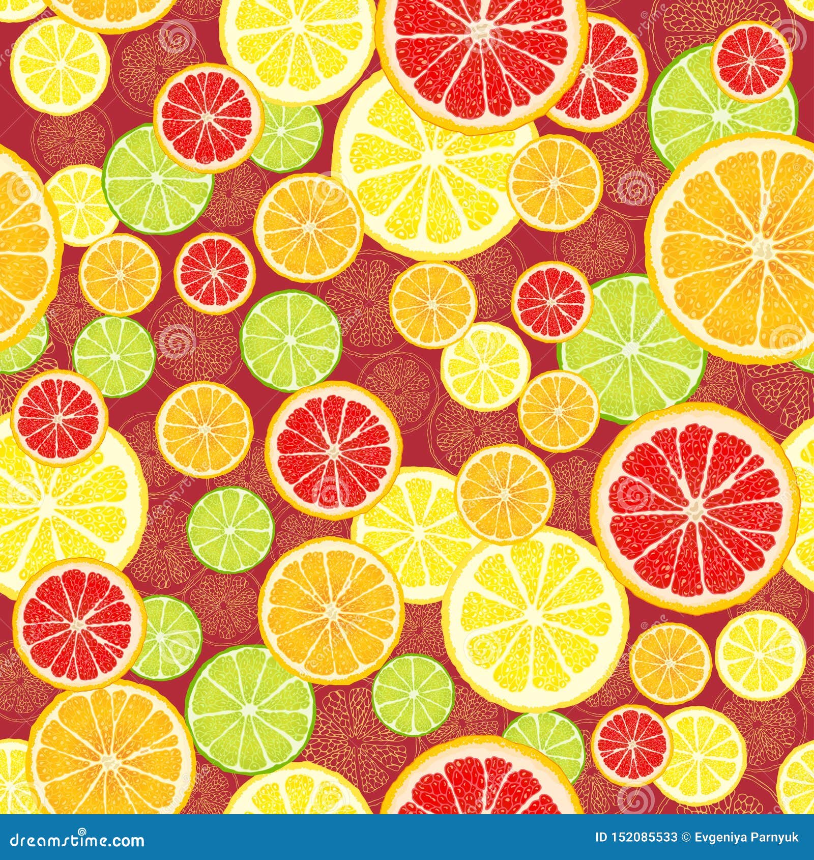 Vector Seamless Pattern with Fruit Slices. Stock Vector - Illustration ...