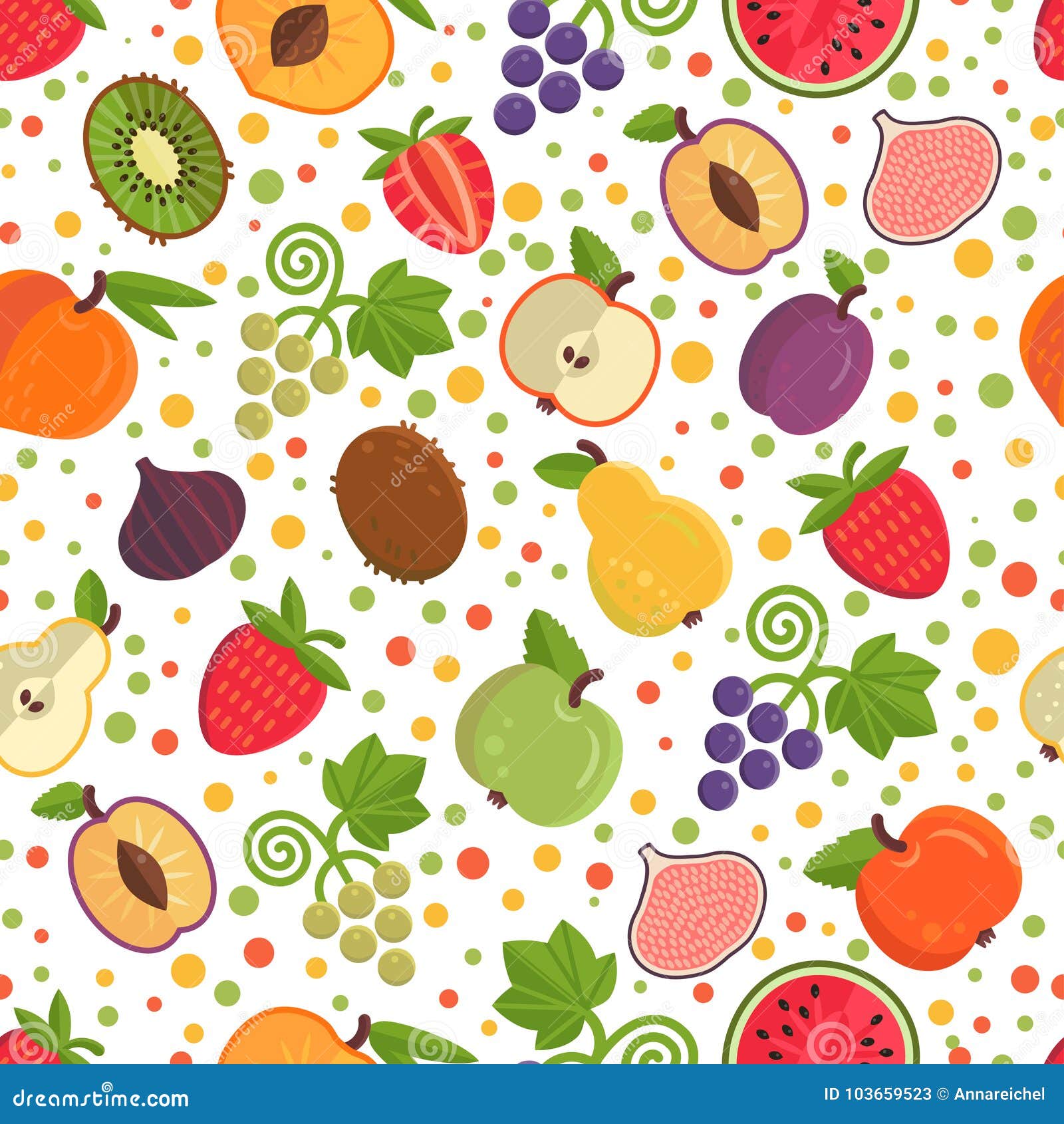 Vector Seamless Pattern with Fruits. Stock Vector - Illustration of ...