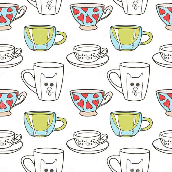 Vector Seamless Pattern on the Fun Cups Stock Vector - Illustration of ...