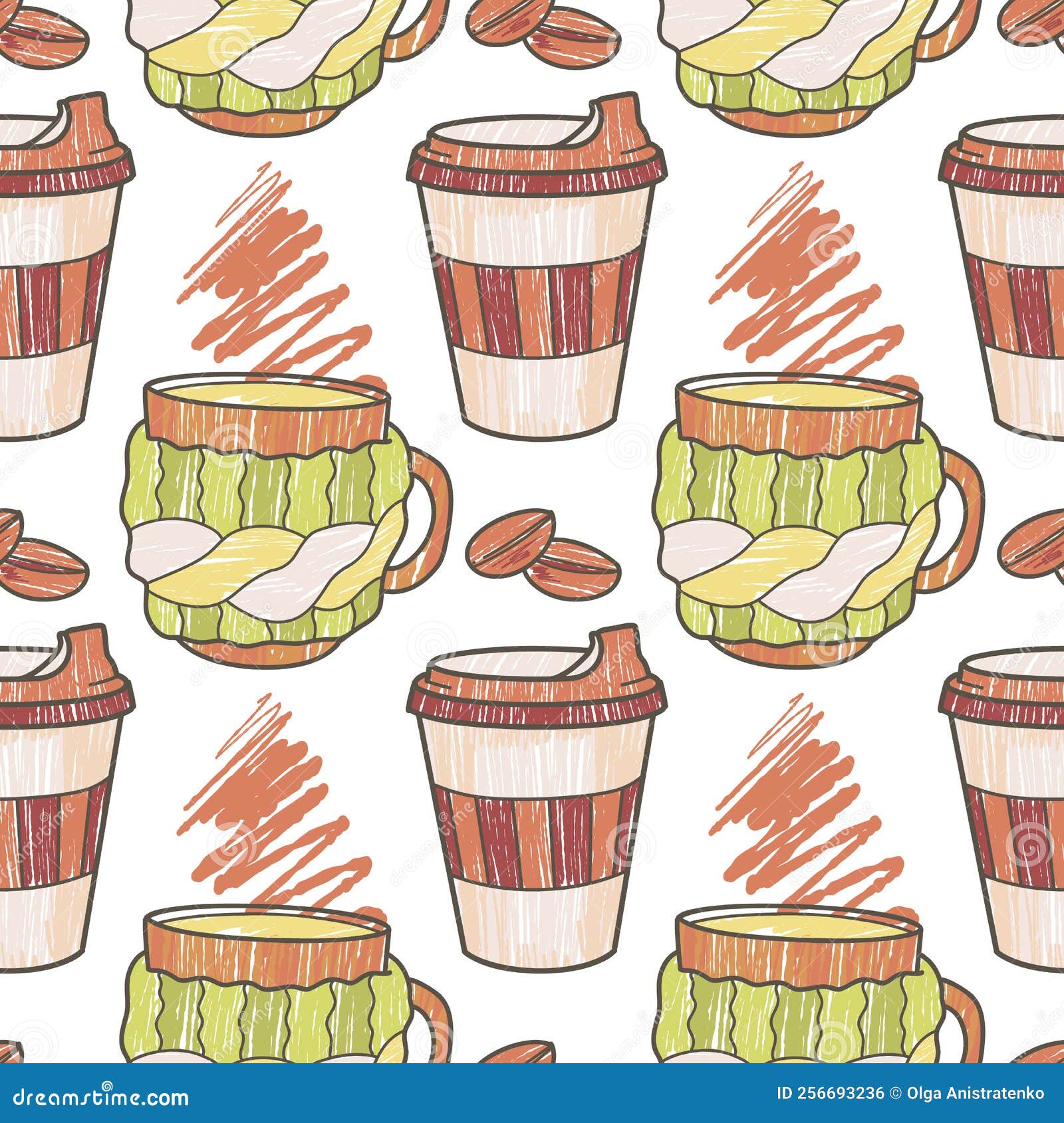 Vector Seamless Pattern on the Fun Cups for Tea and Coffee Stock Vector ...